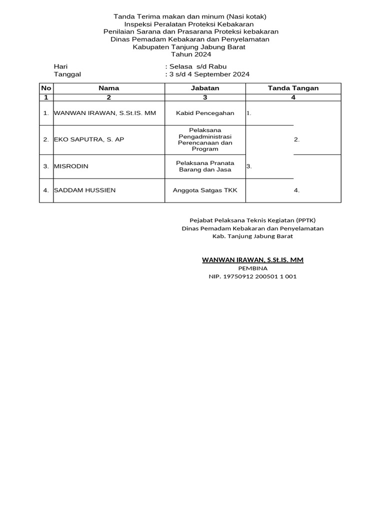 Absen Makan Dan Minum Diael 2025 | PDF