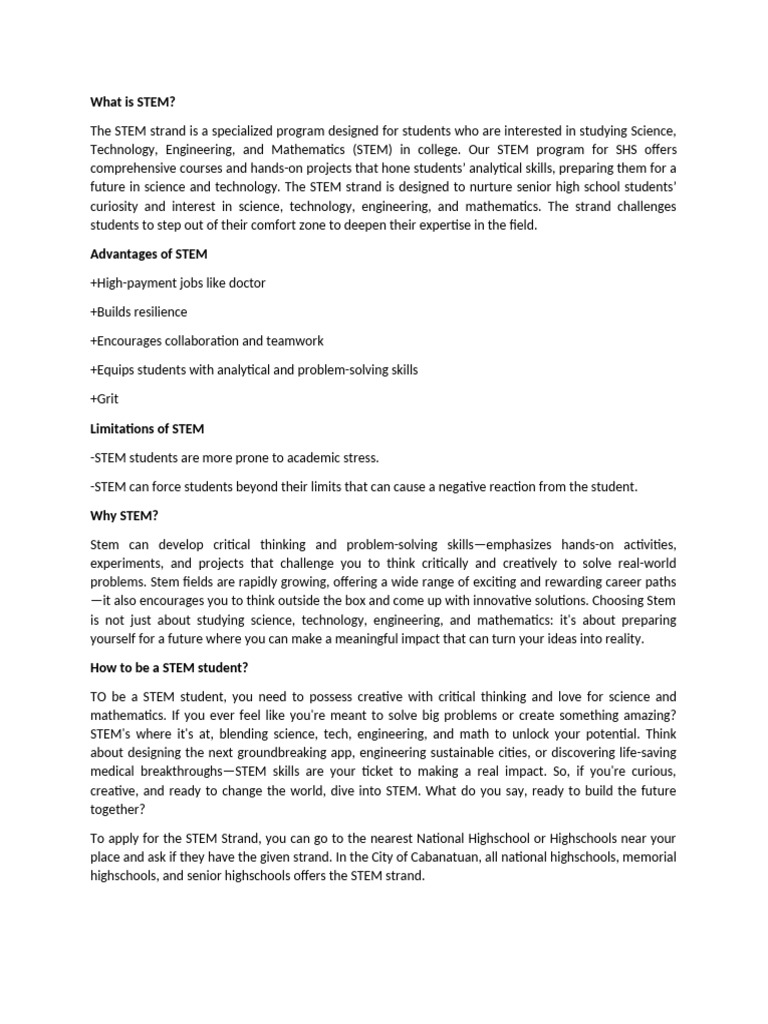 Understanding the STEM Strand | PDF