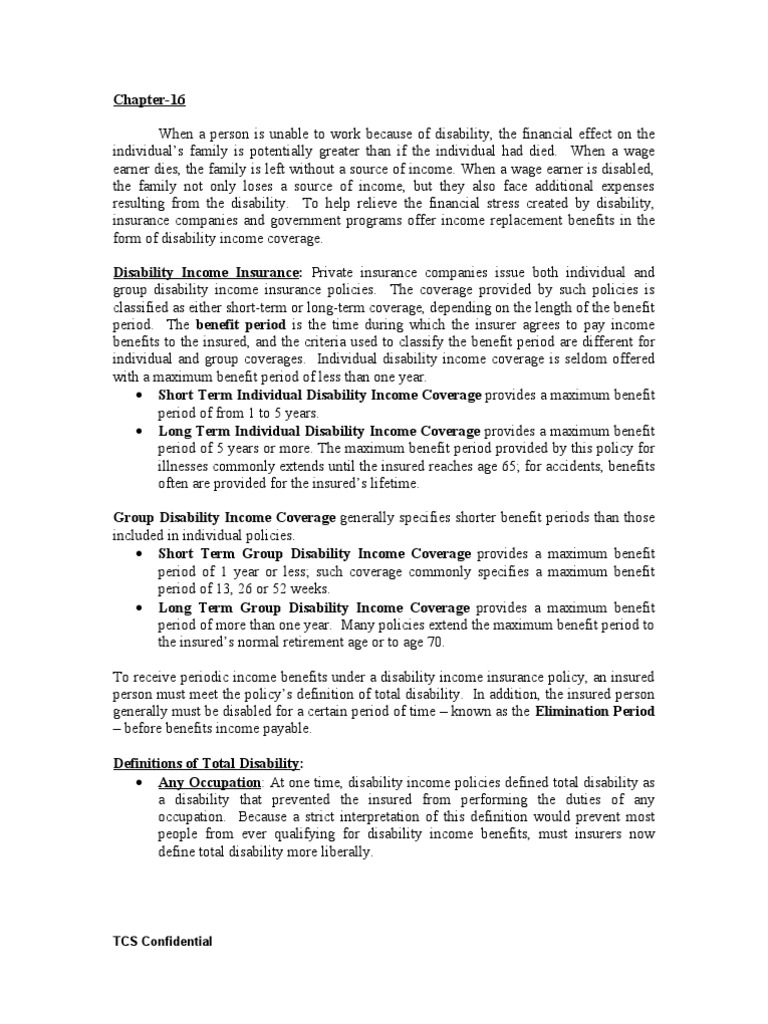 Disability Income Insurance Overview | PDF | Supplemental Security ...