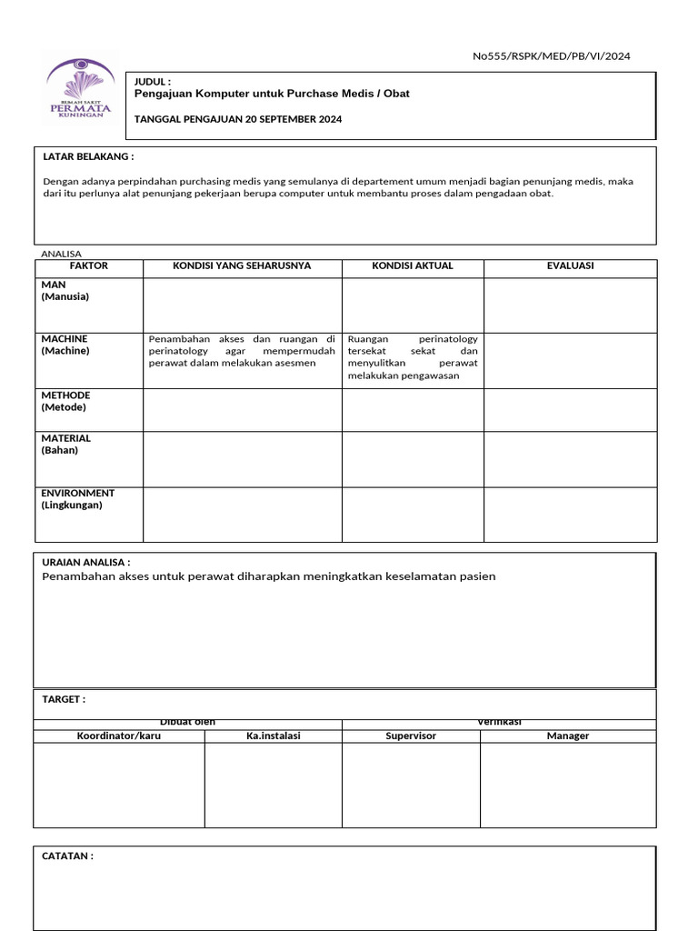 Form Permintaan Perubahan Perinatologi | PDF