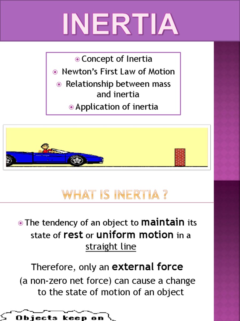 Concept of Inertia Newton's First Law of Motion Relationship Between ...