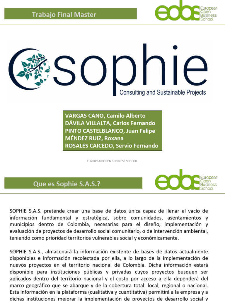 Plan de Negocio Ejemplo Sophie | PDF | Business | Colombia