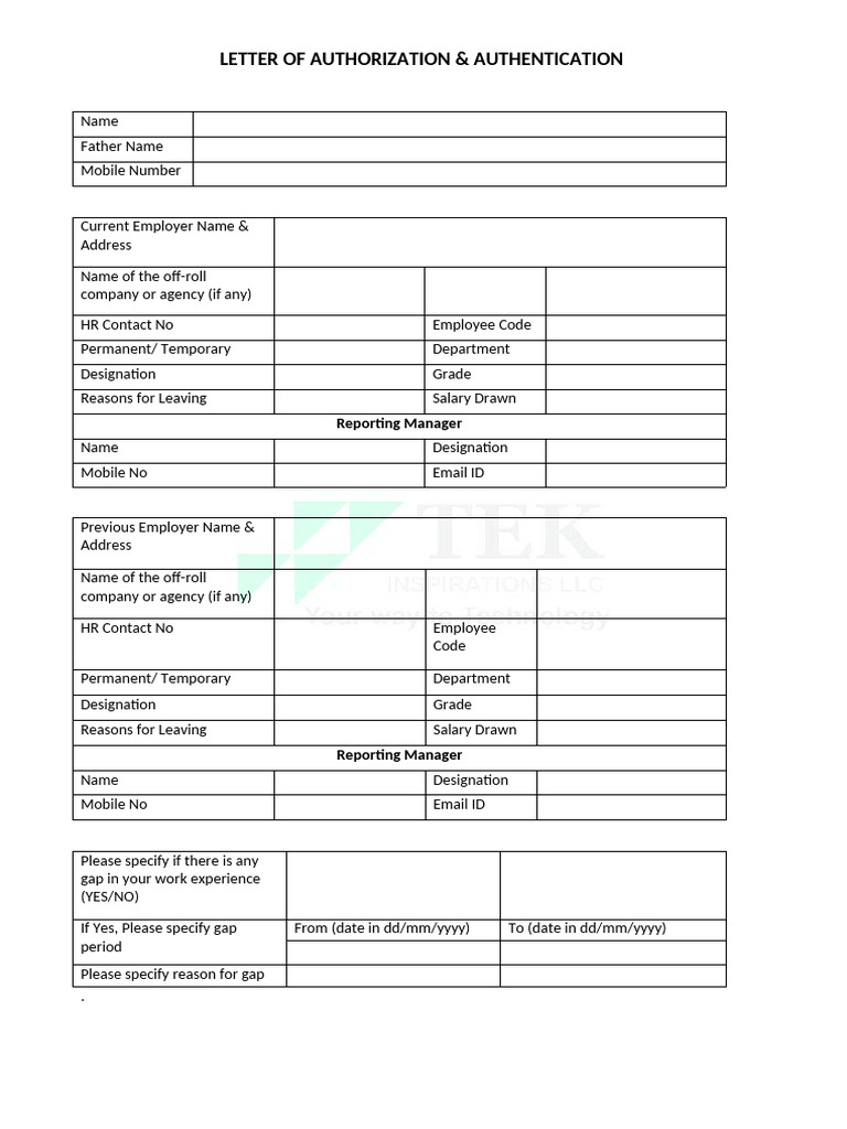 Letter of Authorization Update | PDF