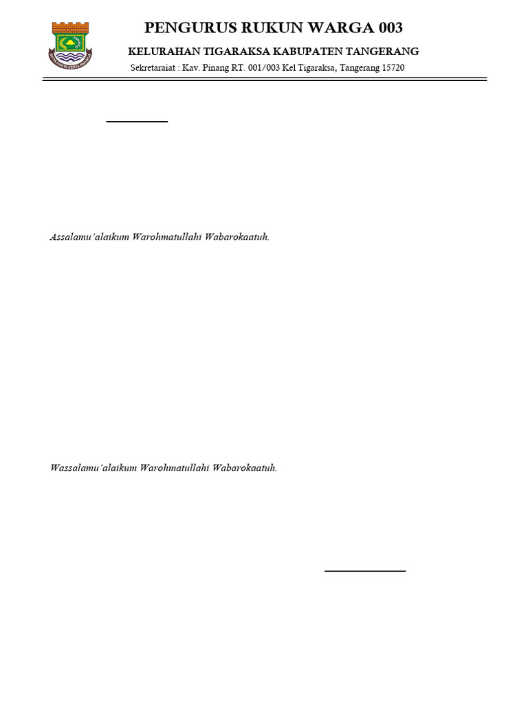 Undangan Phbi RW 003 Kel TGR | PDF