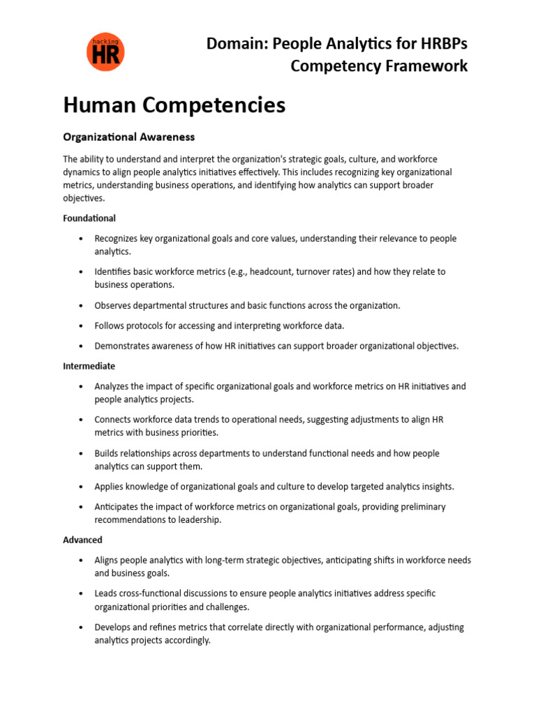 People Analytics For HRBP Competency Framework | PDF | Analytics ...