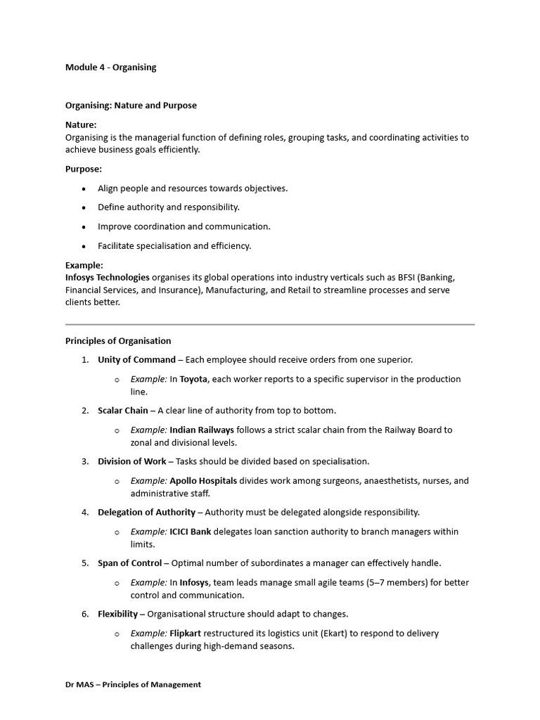 Organising Principles in Management | PDF | Business