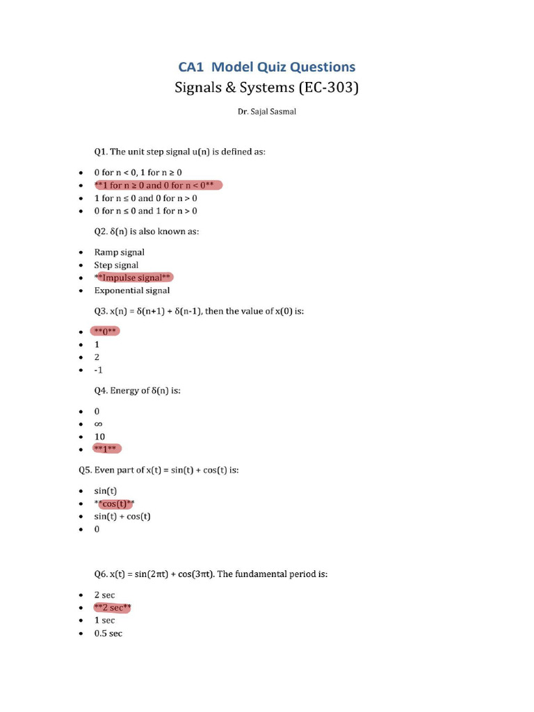 CA1 Signal System | PDF