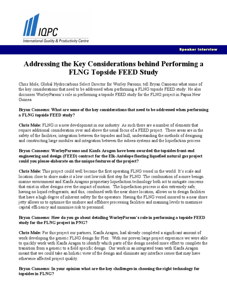 FLNG Topside FEED Study Insights | PDF | Business | Science