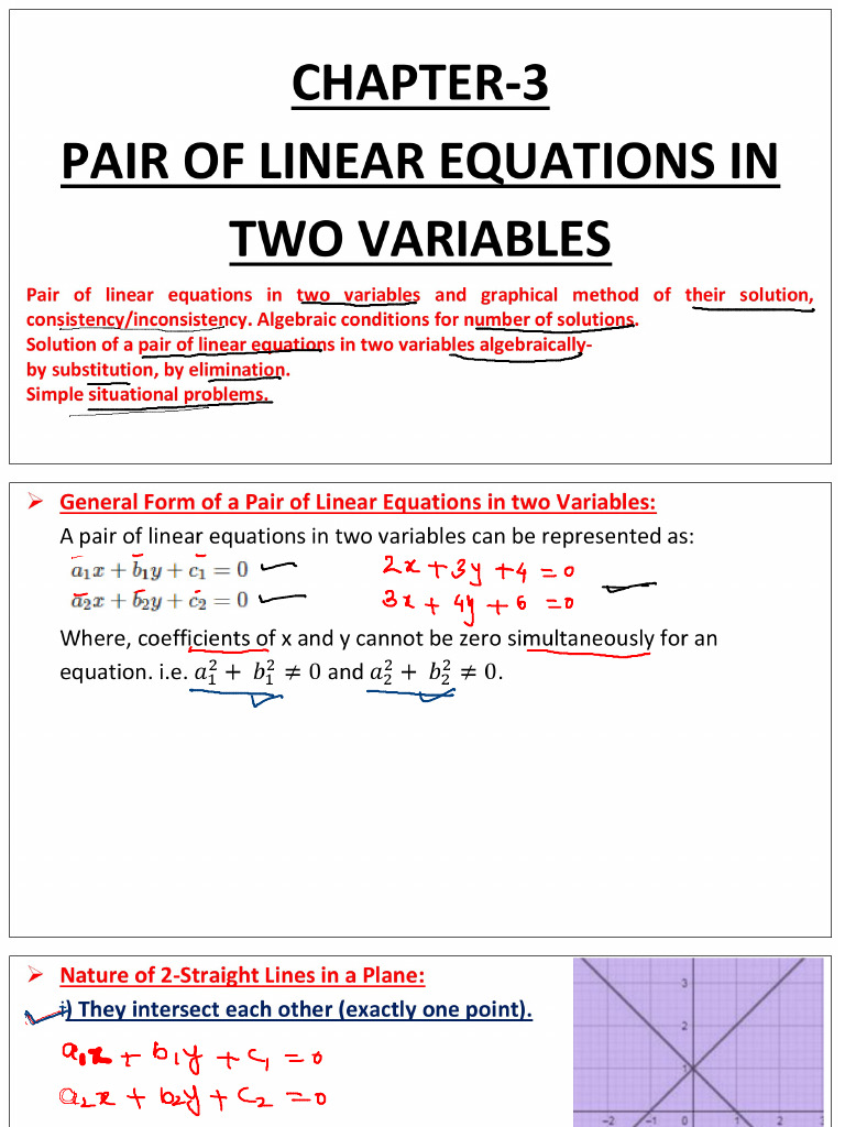 Chapter 3 Pair of Linear Equations in Two Variables | PDF