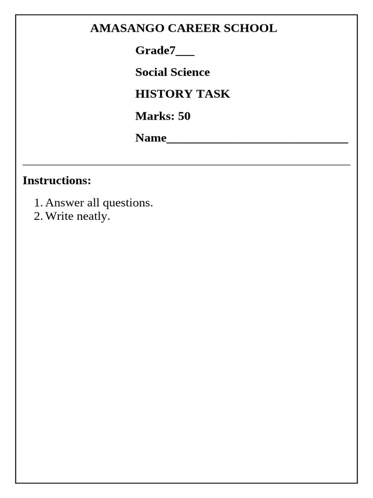 Grade 7 History Task Overview | PDF | Slavery