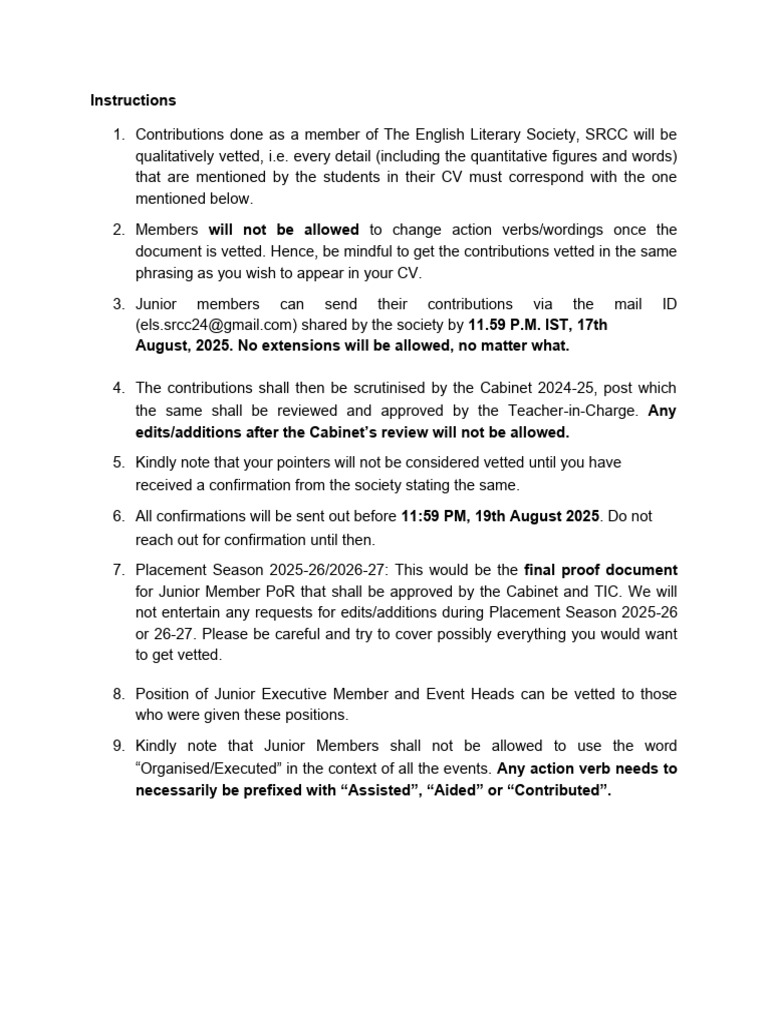 ELS CV Vetting Instructions | PDF