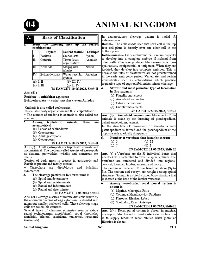 Animal Kingdom Classification Overview | PDF | Zoology