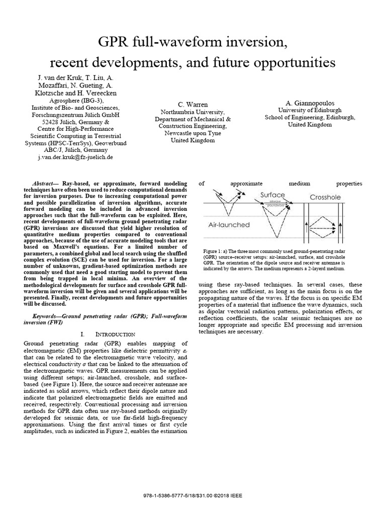 GPR全波形反演，近期发展，未来机遇 GPR Full-waveform Inversion,Recent Developments, And ...
