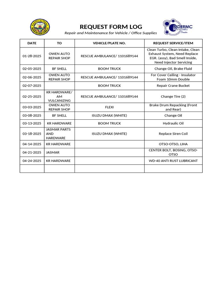 Request Form Log | PDF