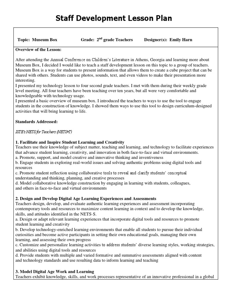 Staff Development Lesson Plan: ISTE's NETS For Teachers (NETS - T ...