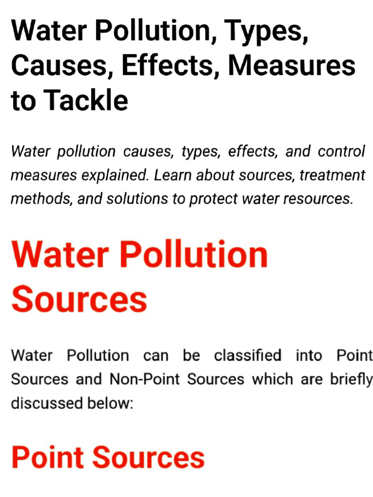 Water Pollution Types, Causes | PDF | Water Pollution | Sewage Treatment