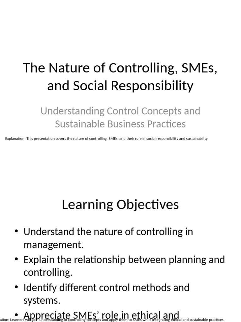 Controlling SMEs Social Responsibility Enhanced | PDF | Sustainability ...