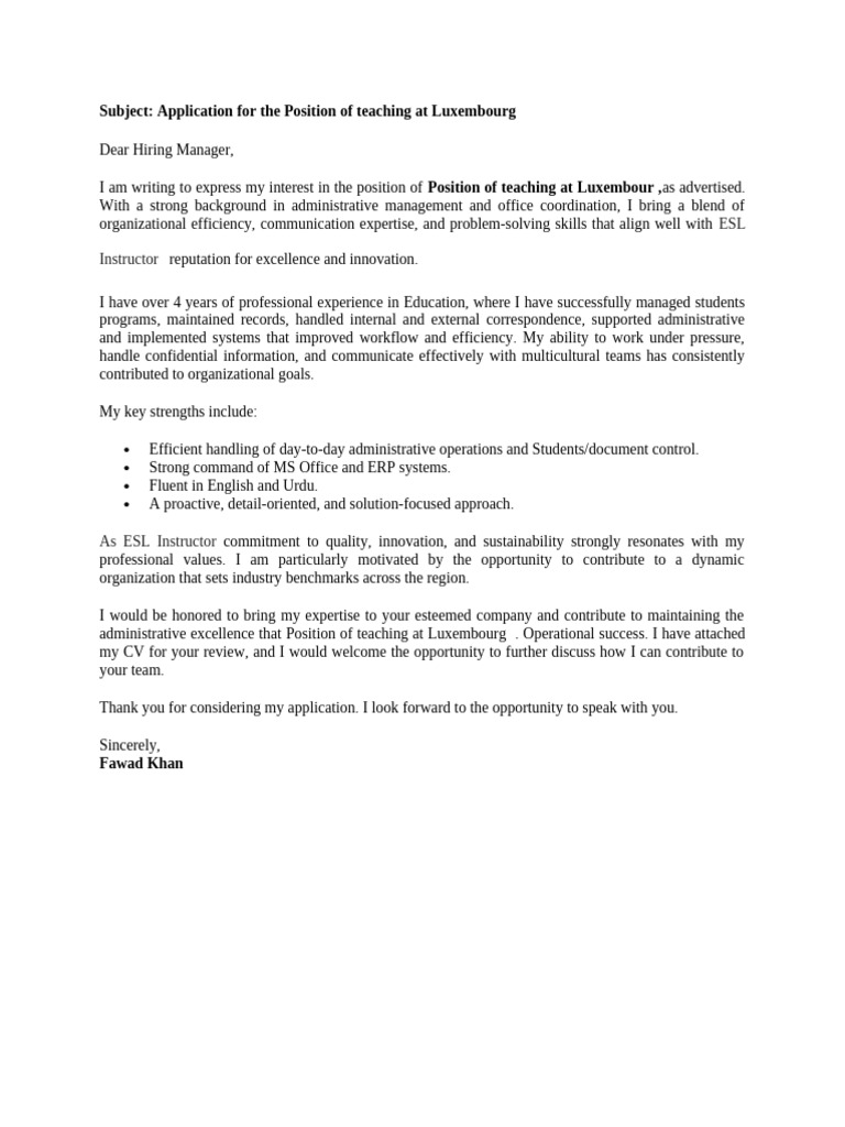 Updated Cover Letter With Job Details | PDF