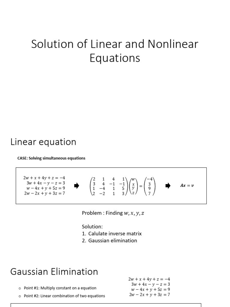 Solving Linear & Nonlinear Equations | PDF | Matrix (Mathematics ...