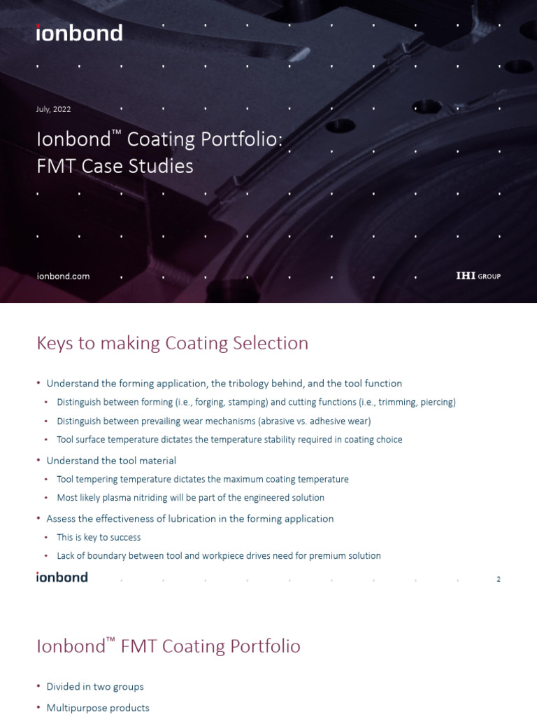 Ionbond PVD Coatings for Forming Applications | PDF | Wear | Applied ...
