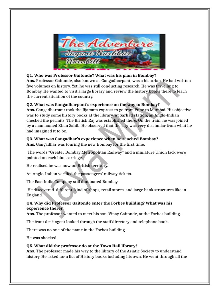 The Adventure - Notes | PDF