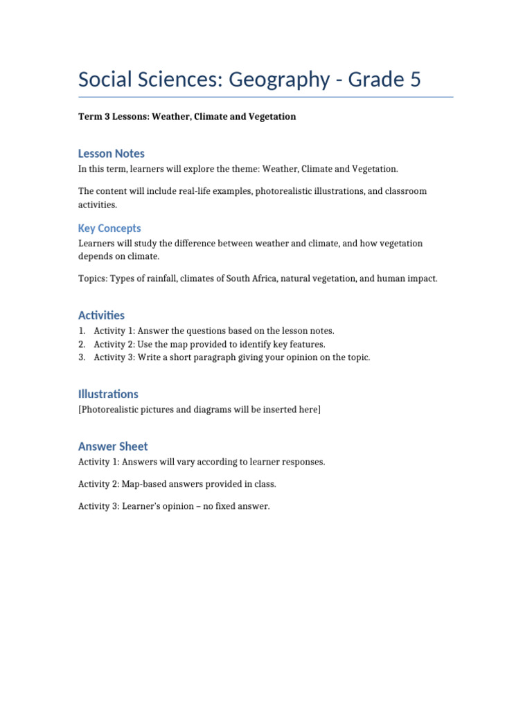 Grade 5 Geography Term3 | PDF