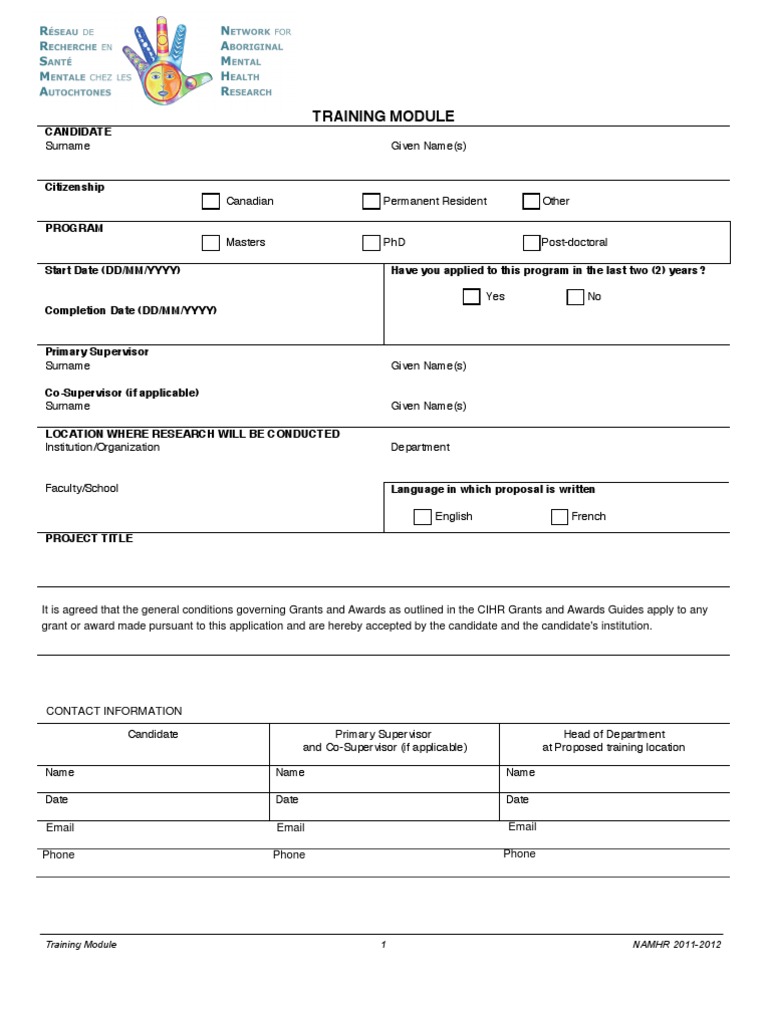 Training Module 1 NAMHR 2011-2012 | PDF | Doctor Of Philosophy | Academia