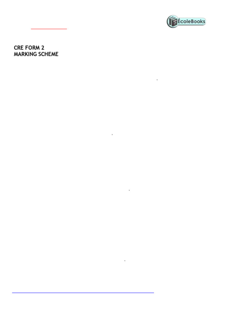 Cre Marking Scheme Form 2 Term 3 2017 | PDF | Jesus | Elijah