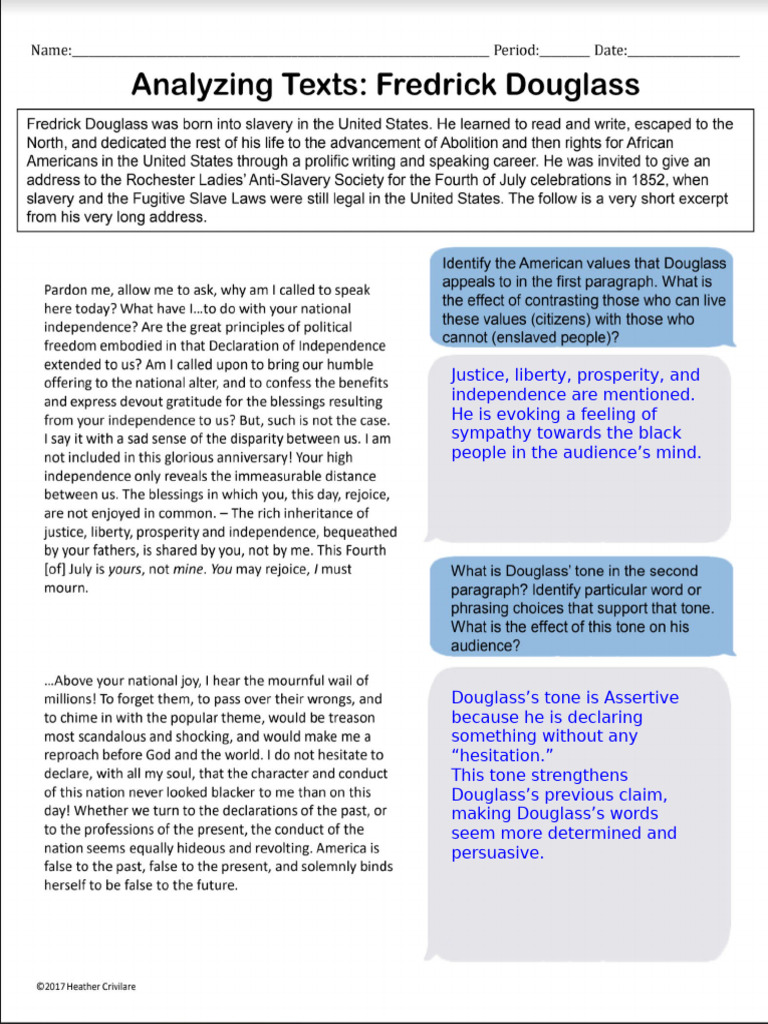 Frederick Douglass Guided Annotation 1 | PDF
