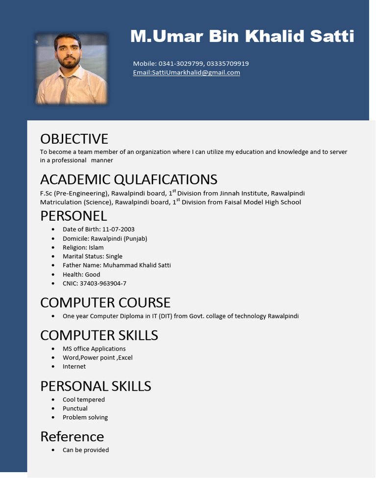 Umar Khalid Satti - Cv. | PDF