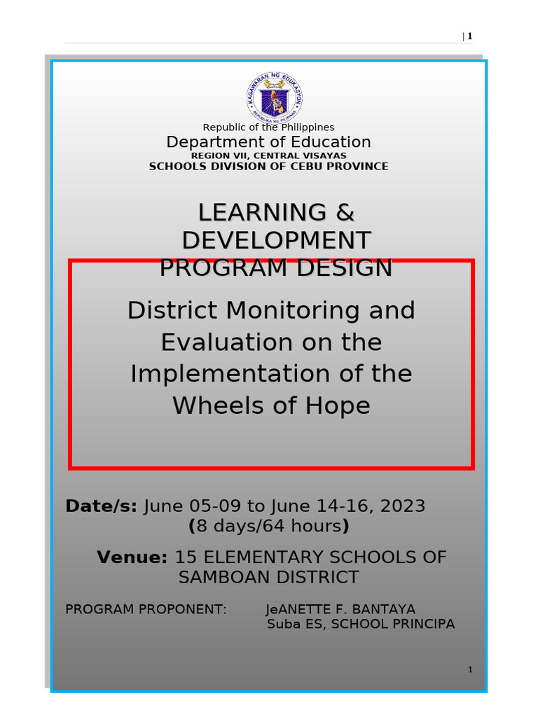 Wheels of Hope Monitoring and Evaluation Design and Matrix TD | PDF ...