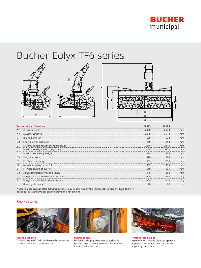 Bucher Eolyx TF6 Series Snow Blower | PDF | Mechanical Engineering ...