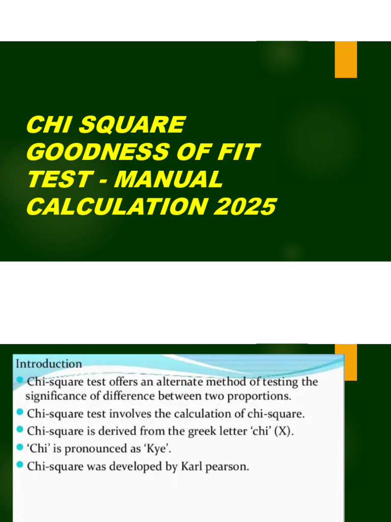 Chi Square Goodness of Fit Test - Manual Calculation 2025 | PDF | Chi ...