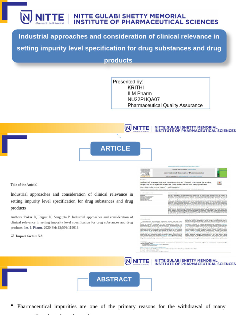 Journal Club NU22PHQA07 (Krithi) | PDF | Pharmacy | Pharmaceutical Industry