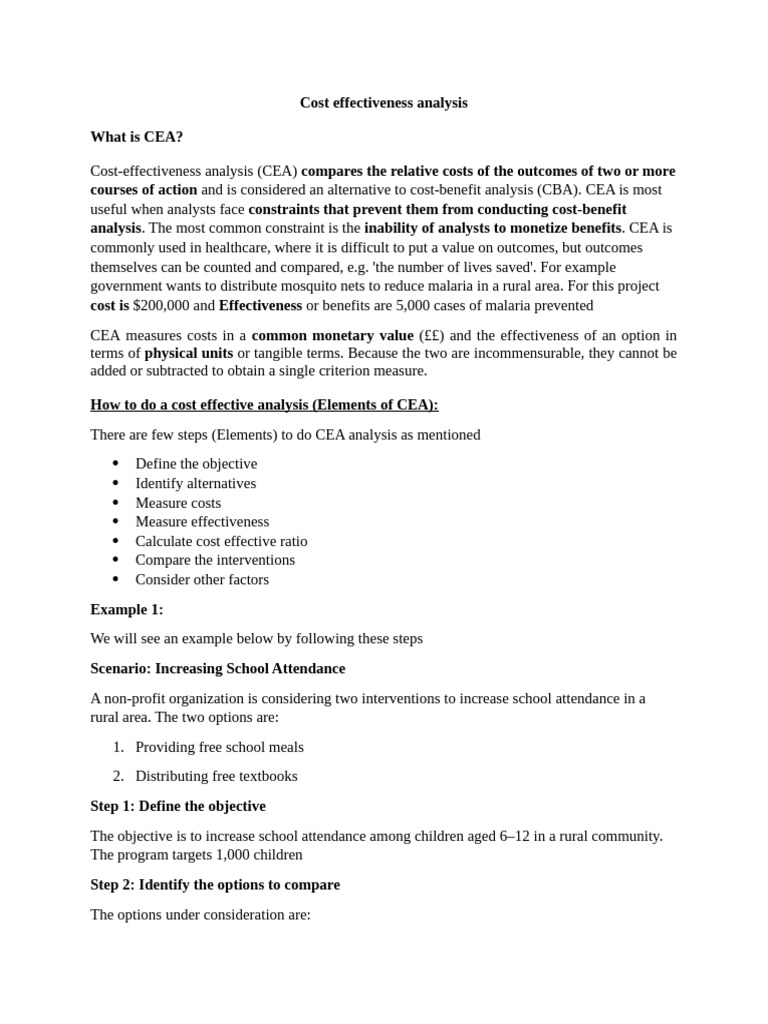 Cost-Effectiveness Analysis Explained | PDF | Cost–Benefit Analysis ...