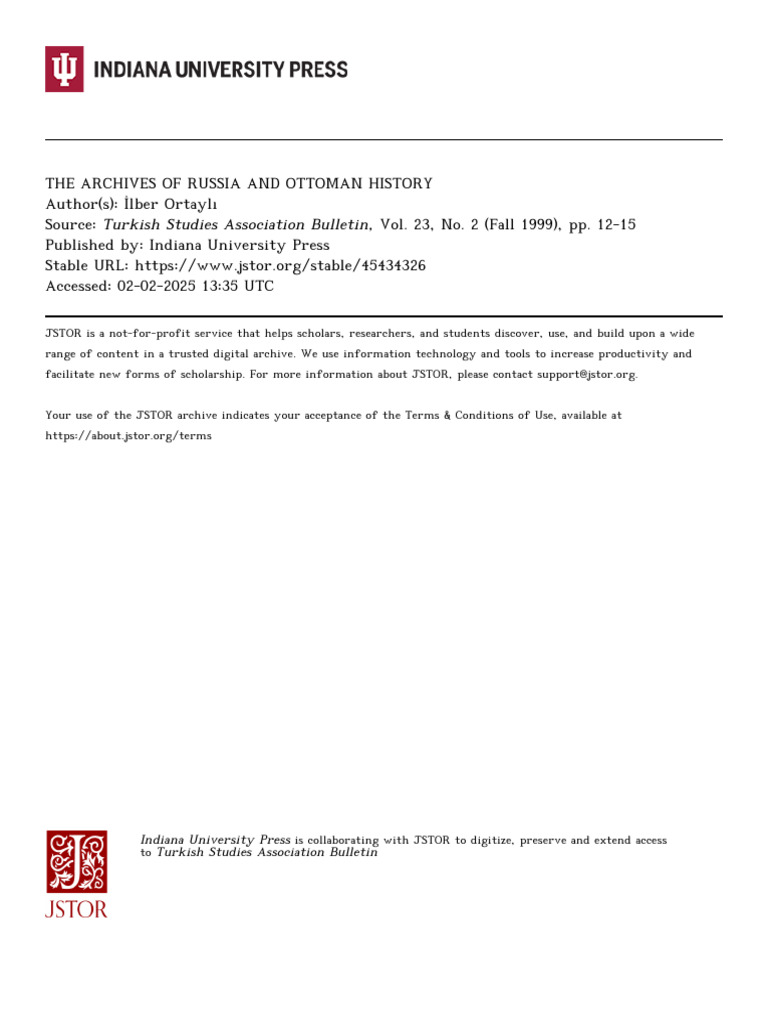 Russia and Ottoman Archives Overview | PDF | Russian Empire | Ottoman ...
