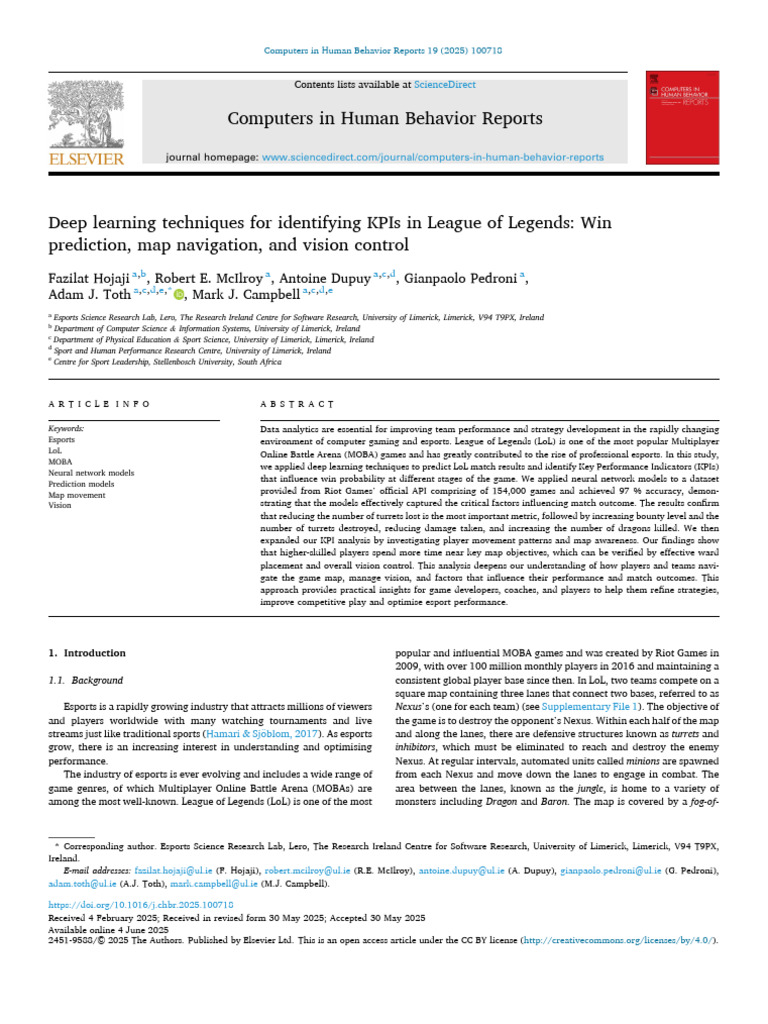 Deep Learning for League of Legends KPIs | PDF | Cluster Analysis ...