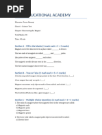 Grade 7 Physics Worksheet Unit9 Magnetism-2024-2025 | PDF | Magnetism ...