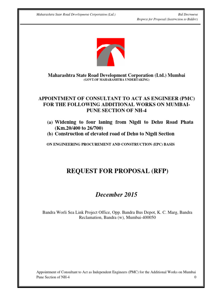 RFP for PMC Consultant on NH-4 Project | PDF | Taxes | Request For Proposal