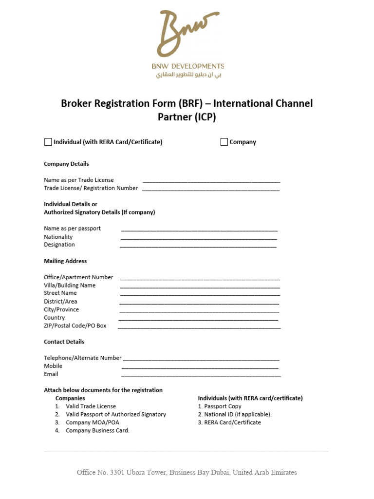 Broker Registration Form - ICP | PDF