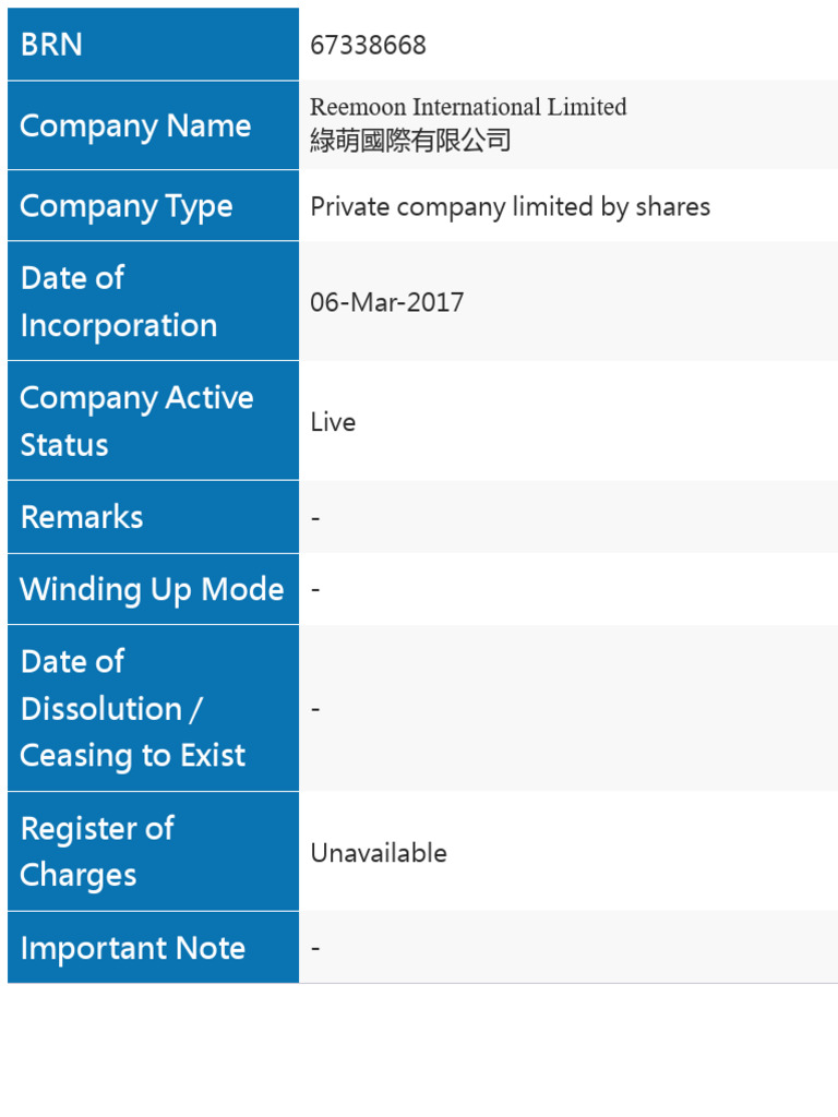 Reemoon International Limited Overview | PDF
