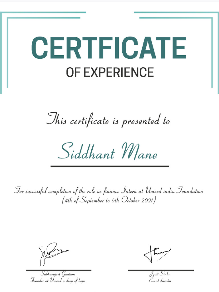 Certificate Umeed India Foundation | PDF