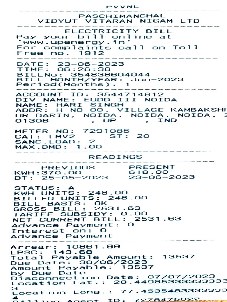 June 2023 Electricity Bill Summary | PDF