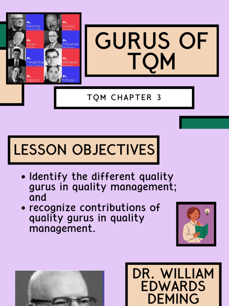 Quality Gurus in TQM Explained | PDF | Lean Manufacturing | Quality ...