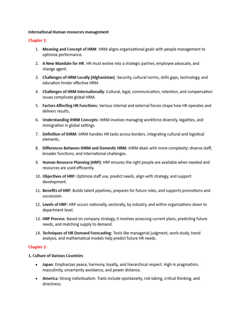 International Human Resources Management | PDF | Cost Of Living | Human ...