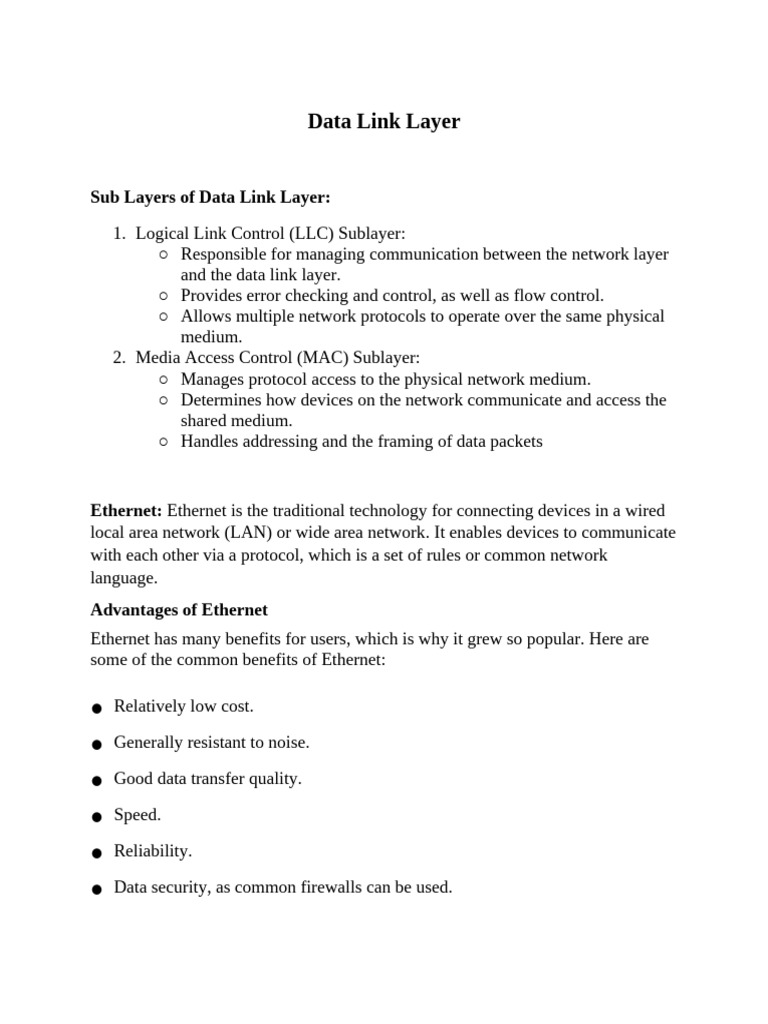 Data Link Layer | PDF | Computer Network | Ethernet