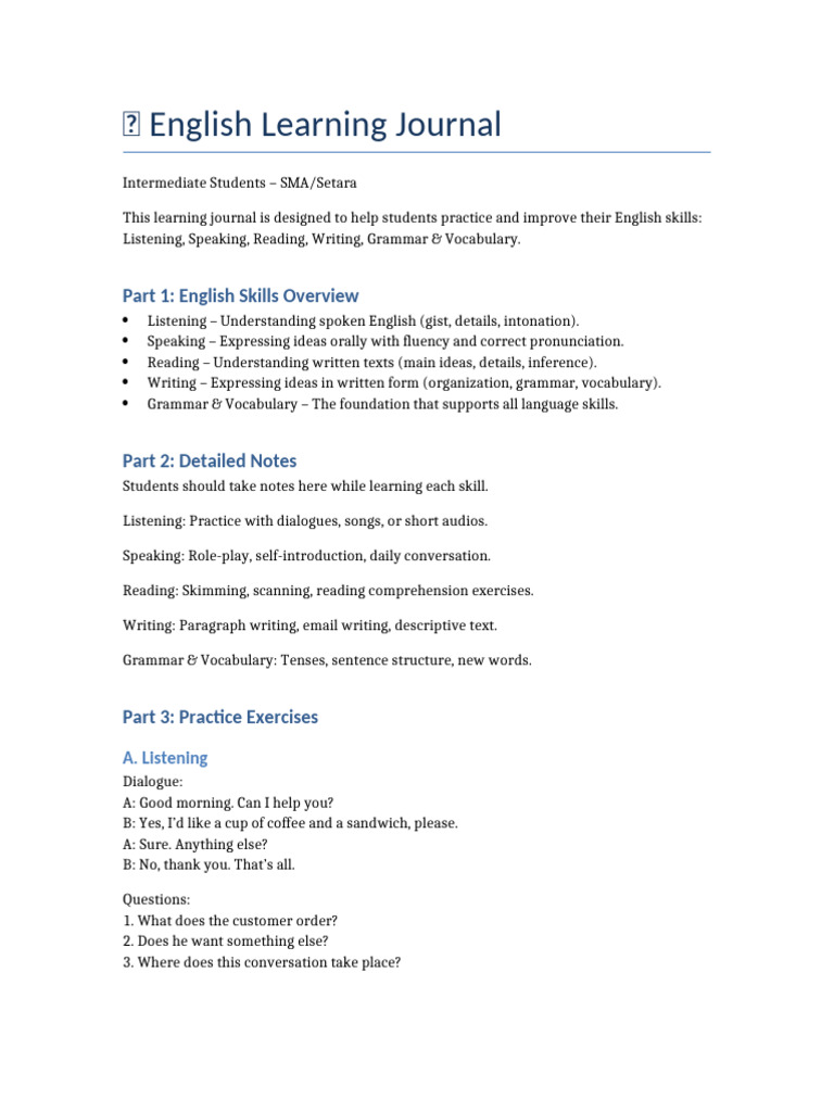 English Learning Journal | PDF | English Language | Vocabulary