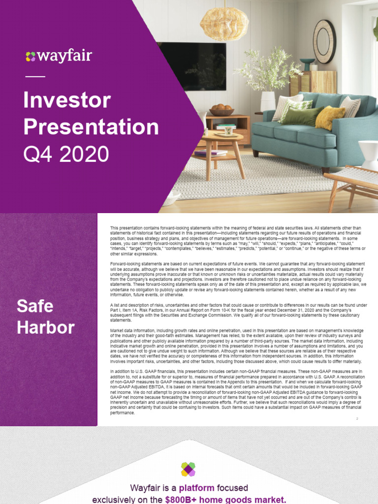 Wayfair Investor Presentation Q4 2020 | PDF | Free Cash Flow | Economies