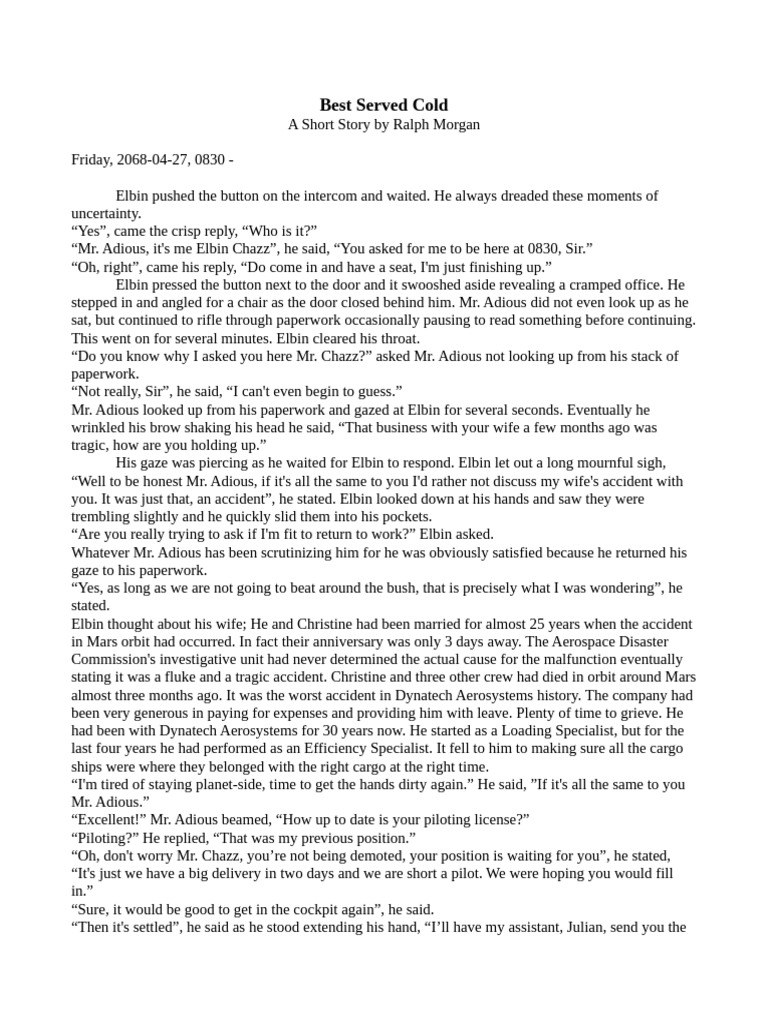 Best Served Cold Short Story | PDF | Space Shuttle