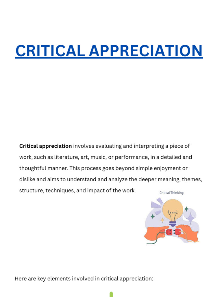 Critical Appreciation | PDF